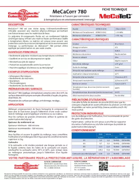 Technical Data Sheet MeCaTeC MeCaCorr 780 | Castolin Eutectic